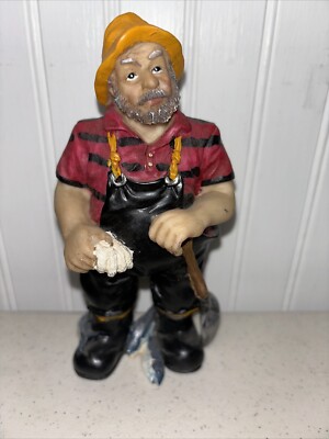 Nautical Sea fisherman with Shovel & Fish Figure Fishing Figurine Poly ...
