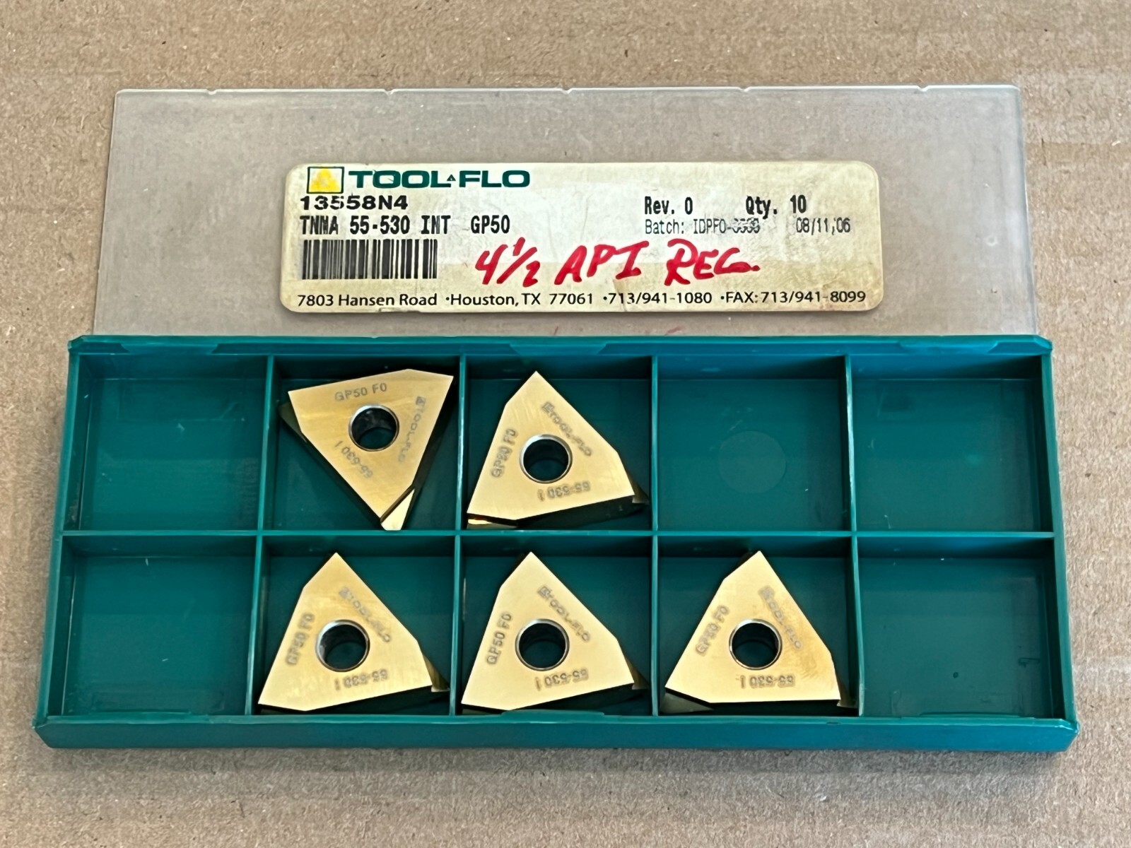 TOOL-FLO Carbide Inserts - TNMA 55-530 INT GP50 - Qty. 5 - NEW!!! | eBay