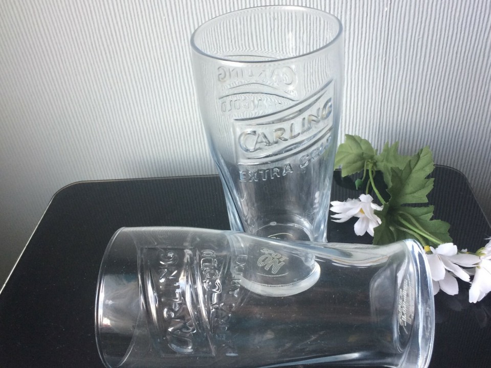 2x Carling Extra Cold Beer Glasses Clear Highball Lager Drinking ...
