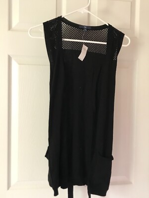 Gap Black Sleeveless Open Front Strap Cardigan Sweater Small NWT | eBay