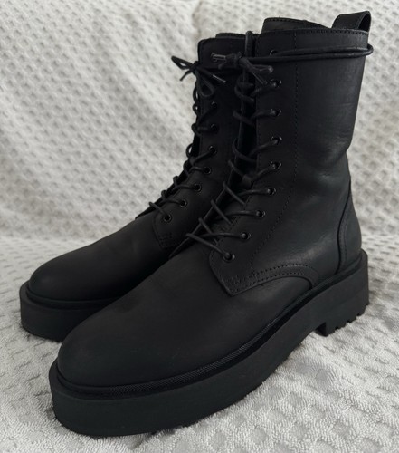 Thursday Boot Co Women’s Quest Matte Black Leather Combat Lace Up Boots ...