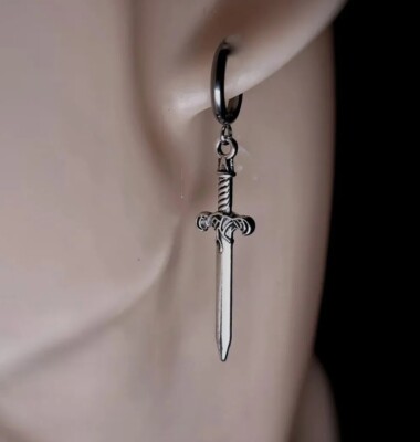 Sword Earrings Silver, Gothic Sword Earring, Hoop Dagger Earings ...