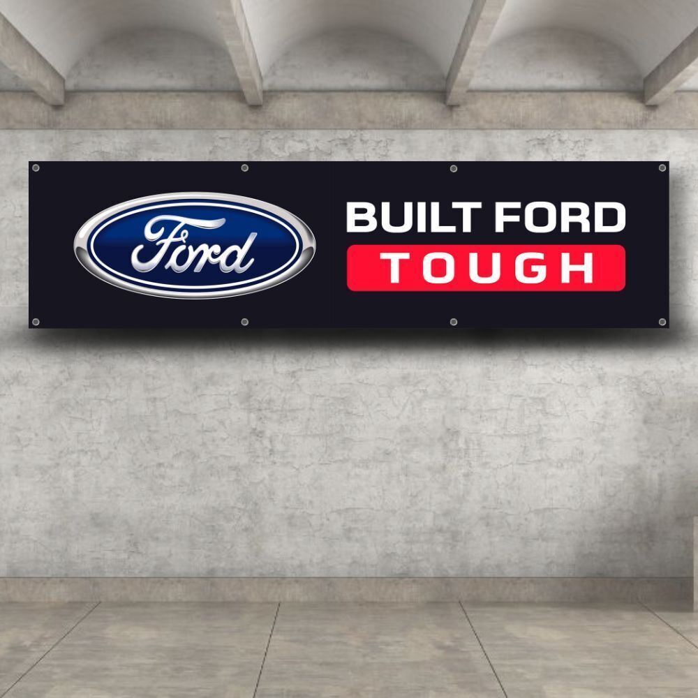 Built Ford Tough 2x8 ft Flag Banner Shelby Cobra Car Truck Racing Show ...
