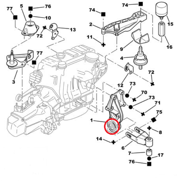 Fits Citroen C15 Berlingo Peugeot Partner Lower Rear Engine Mount Bush ...