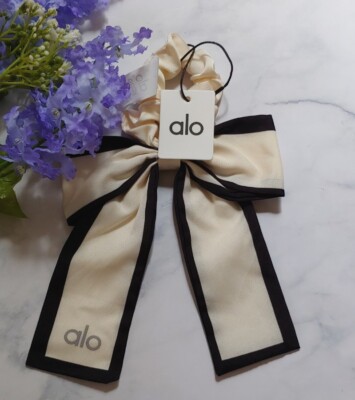 Alo Yoga Bow Hair Tie Scrunchie White and Black OS | eBay