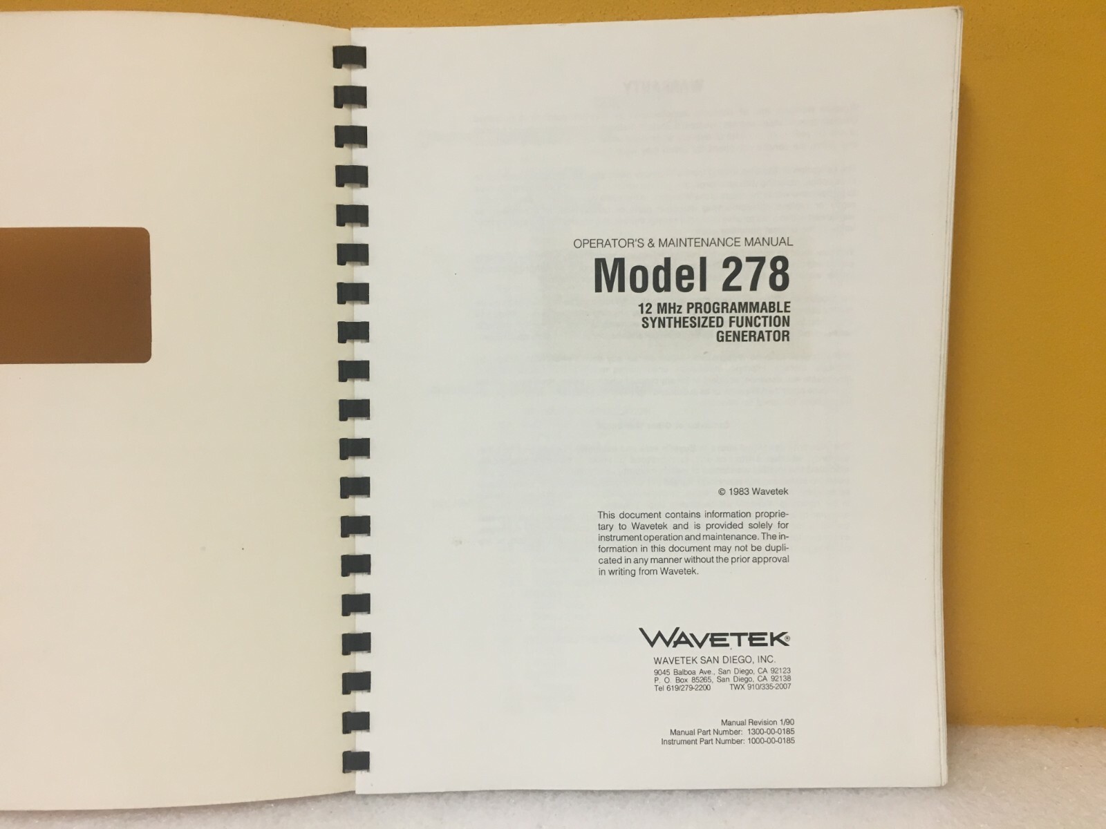 Wavetek 1300-00-0185 278 12 MHz Programmable Synthesized Generator ...