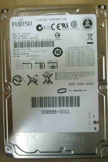 Fujitsu MHW2040AT-50PK 40GB Internal 4200RPM 2.5" (MHW2040AT) HDD for ...