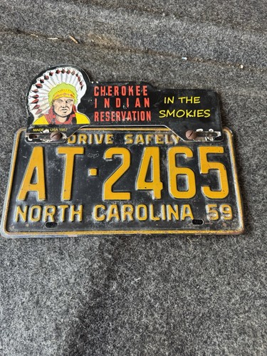 Antique 1957 Cherokee Indian Reservation Tag Topper On A 1959 North ...