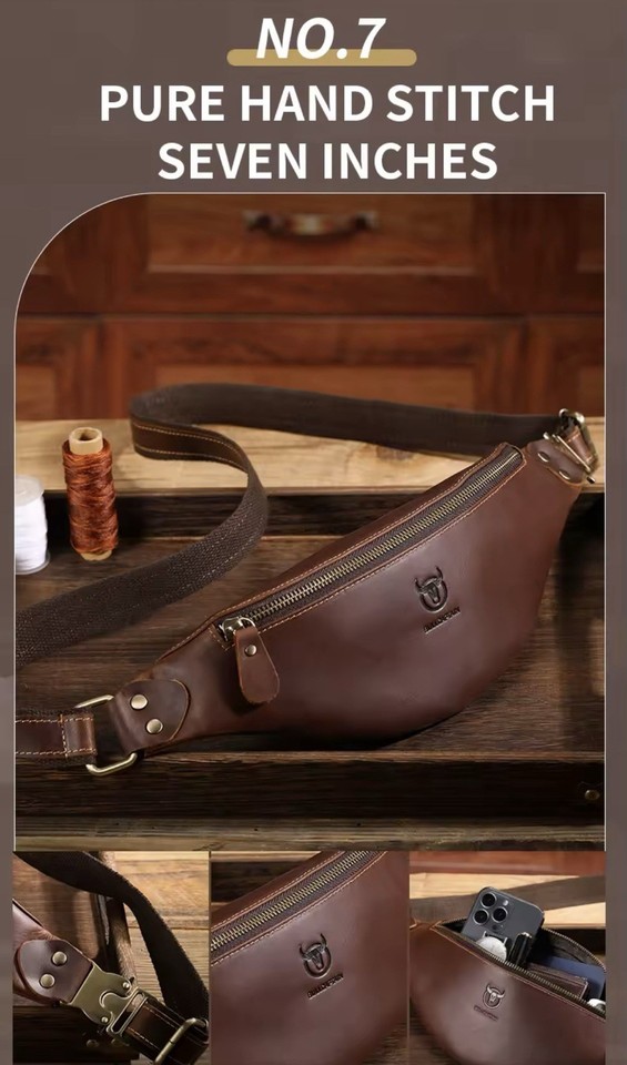 Men’s Leather Belt Bag Classic Retro Crossbody Bag Mobile Phone Bag | eBay