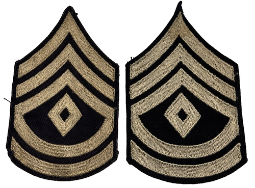 Original WWII U.S. ARMY FIRST SERGEANT CHEVRONS RAYON ON COTTON ...