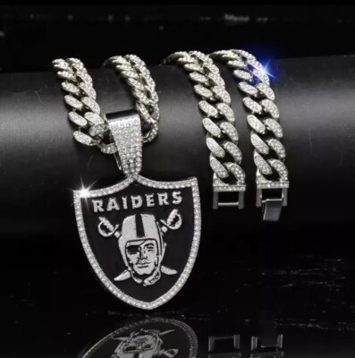 LAS VEGAS RAIDERS FOOTBALL Bling Hip Hop Pendant & 24" Necklace | eBay