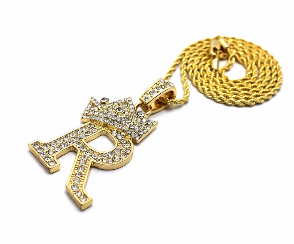 NEW KING 'R' PENDANT & 24" BOX/CUBAN/ROPE/FOX CHAIN HIP HOP NECKLACE ...
