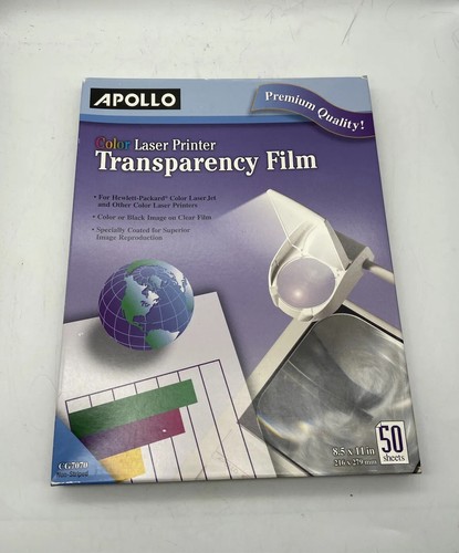 Apollo Color Laser Printer Transparency Film 50 Sheets - Film | eBay
