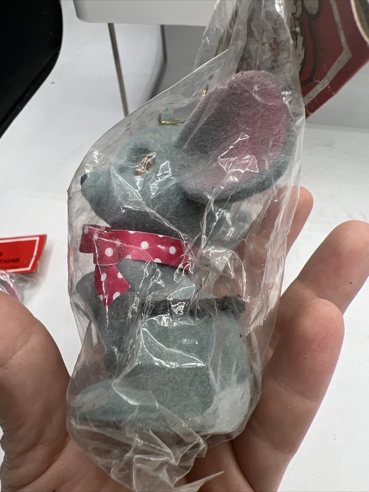 Flocked Mouse Ornament Vintage Christmas Lot Of 3 Mice Blue Gray NOS | eBay