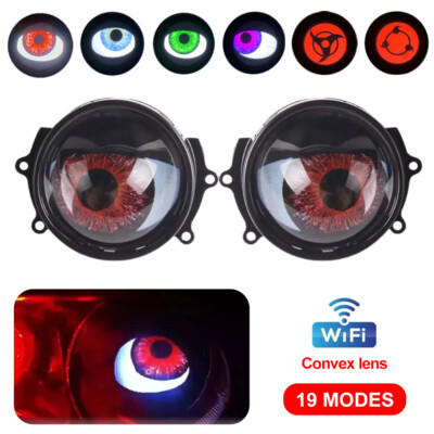 2PCS 12V Dynamic LED Car Headlights Devil Eye LED Eye Light Headlight ...