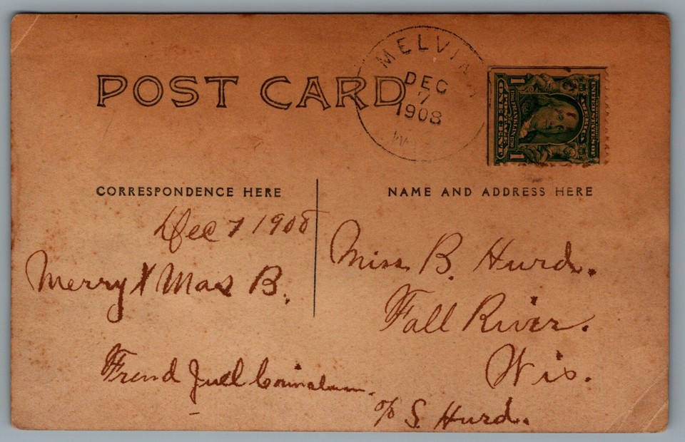 Postcard RPPC Melvina WI c1908 Studio Photo of Girl Series 1902 Stamp ...