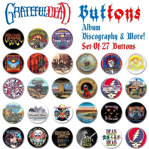Grateful Dead Buttons / Pins - Set-of-27 - Album Discography Jerry ...