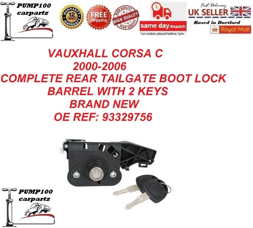 FOR VAUXHALL CORSA C 00-06 COMPLETE REAR TAILGATE TRUNK BOOT LOCK ...