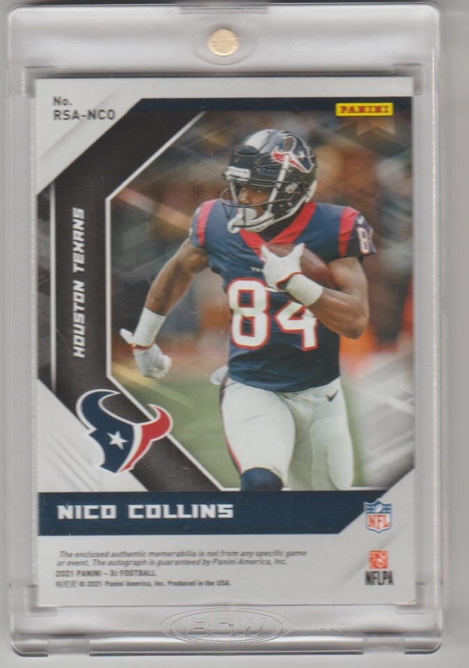 NICO COLLINS 2021 Panini XR Rookie 3 Color Patch Auto Gold #D/15 RC ...