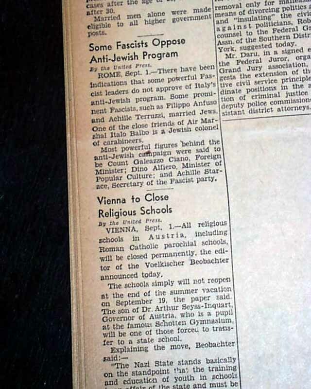 ITALIAN RACIAL LAWS Anti-Jewish Jews Expelled from Fascist Italy 1938 ...