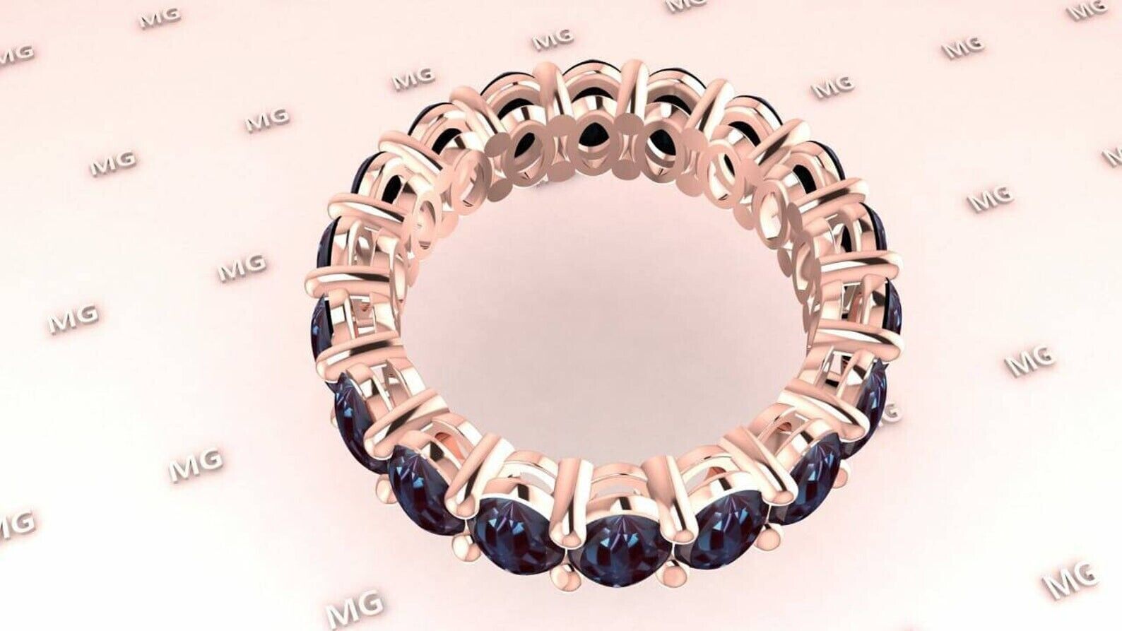 Alexandrite Cluster Band Full Eternity Color Changing Band Engagement ...