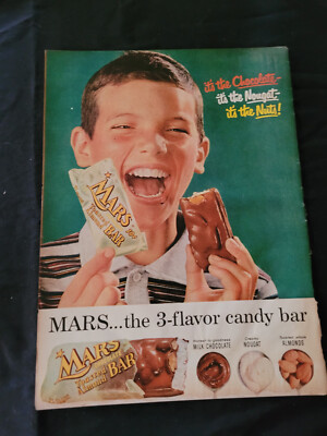 1956 Vintage Orig Magazine Ad Mars Candy Bar It's The Chocolate Nougat ...