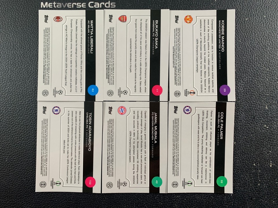 2024-25 Topps Chrome UCC Base RC Refractor /150 /125 Lot 6 Saka Musiala ...