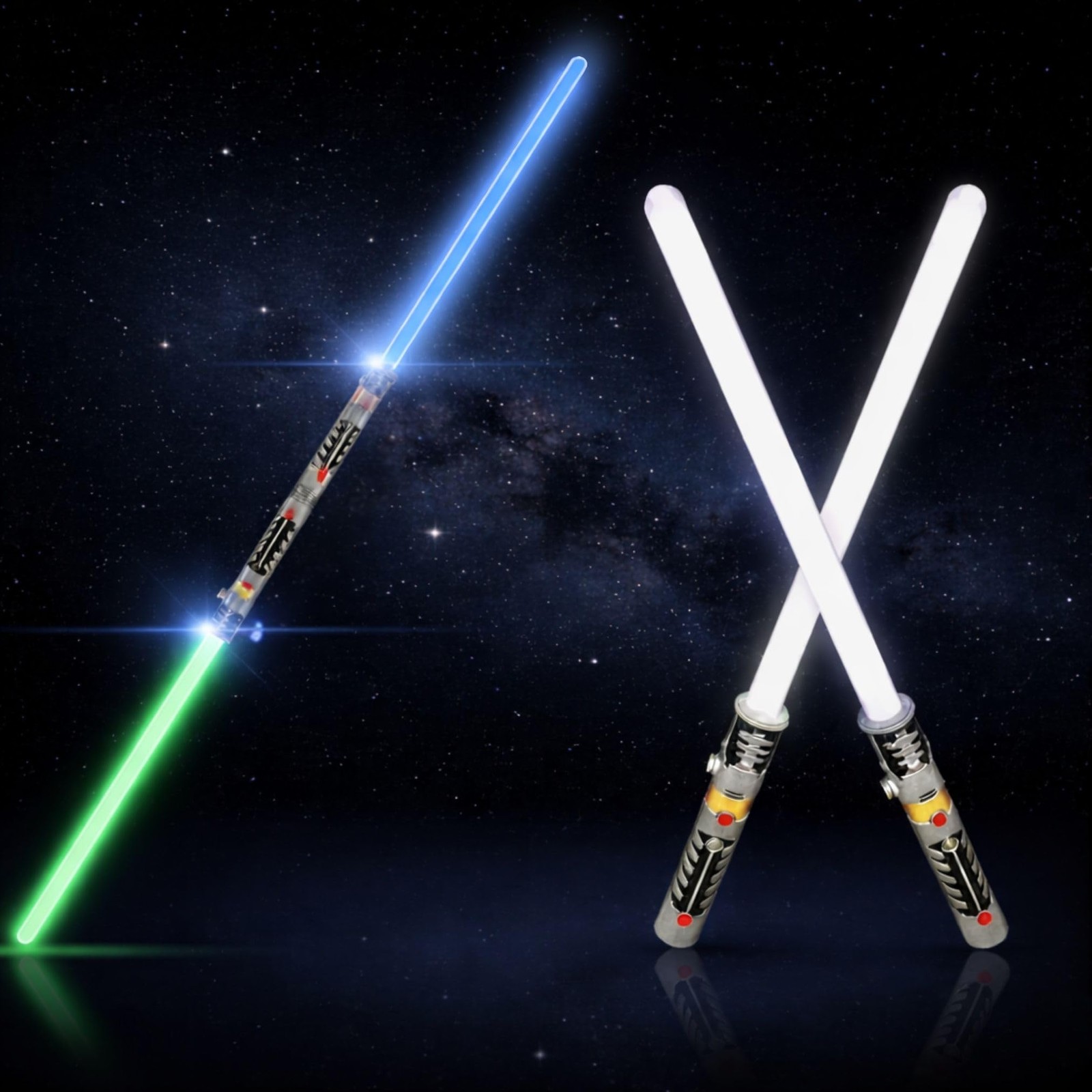 2-in-1 Light Up Sabers, Dual Bladed Saber Swords Set for with FX Power ...