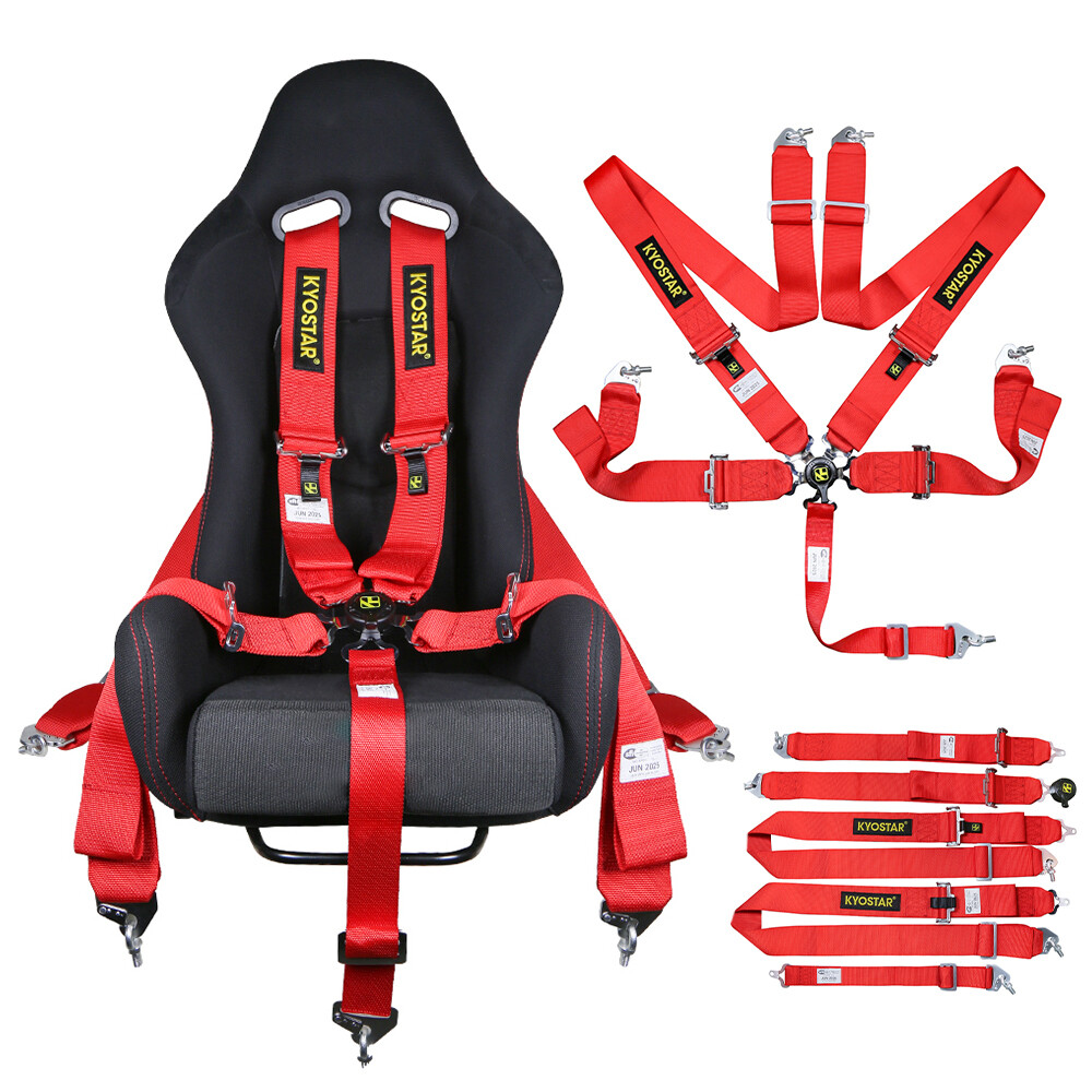 Red 5-Point Camlock Quick Release Racing Seat Belt Harness SFI16.1 ...