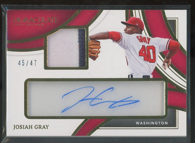 2022 Immaculate #ICP-JG Josiah Gray /47 Hat Patch Relic Auto Nationals ...