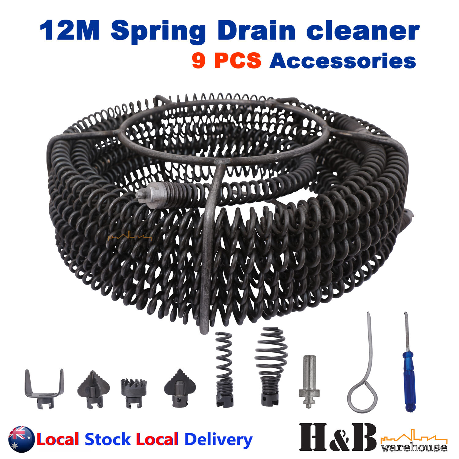 12M 24M 2.5M Spiral Electrical Drill Drain Snake Pipe Pipeline Sewer ...