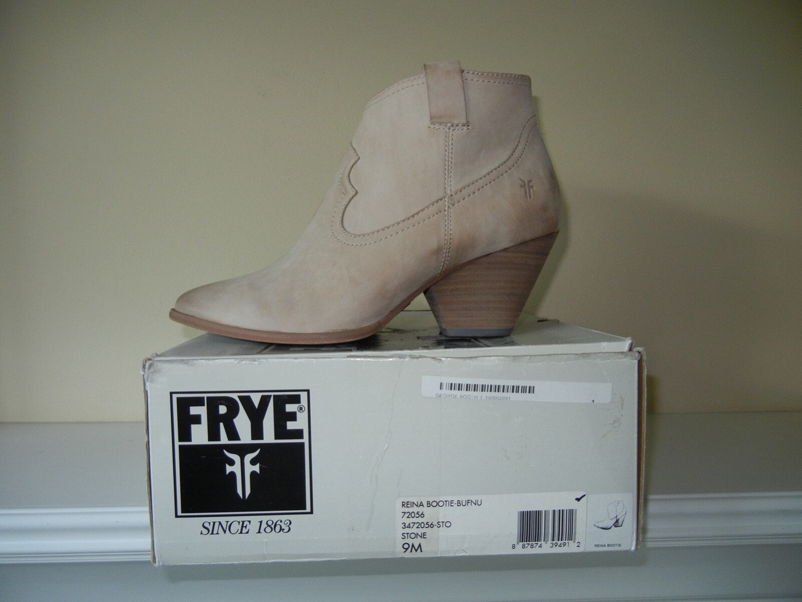 Frye Renee Ivory Nubuck Leather Bootie SZ 9 | eBay