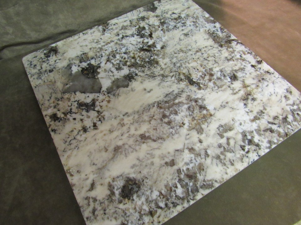 Vintage Marble Stone Granite Square Table top Insert Thick White Gray ...