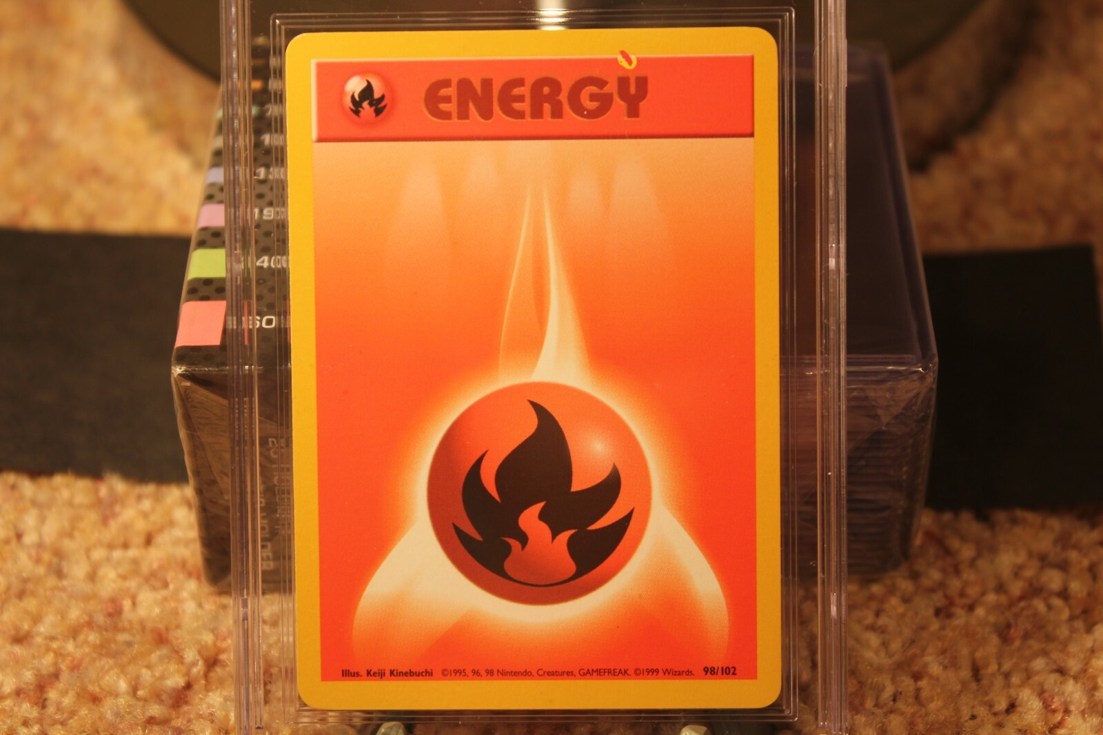 RARE MISPRINT Fire Energy 98/102 Base Set Pokemon Card CGC 8.5 NM/Mint+ ...