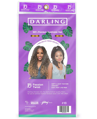 Darling 2X Passion Twist Color #1B 24" Black Hair Extensions 2X Pack ...
