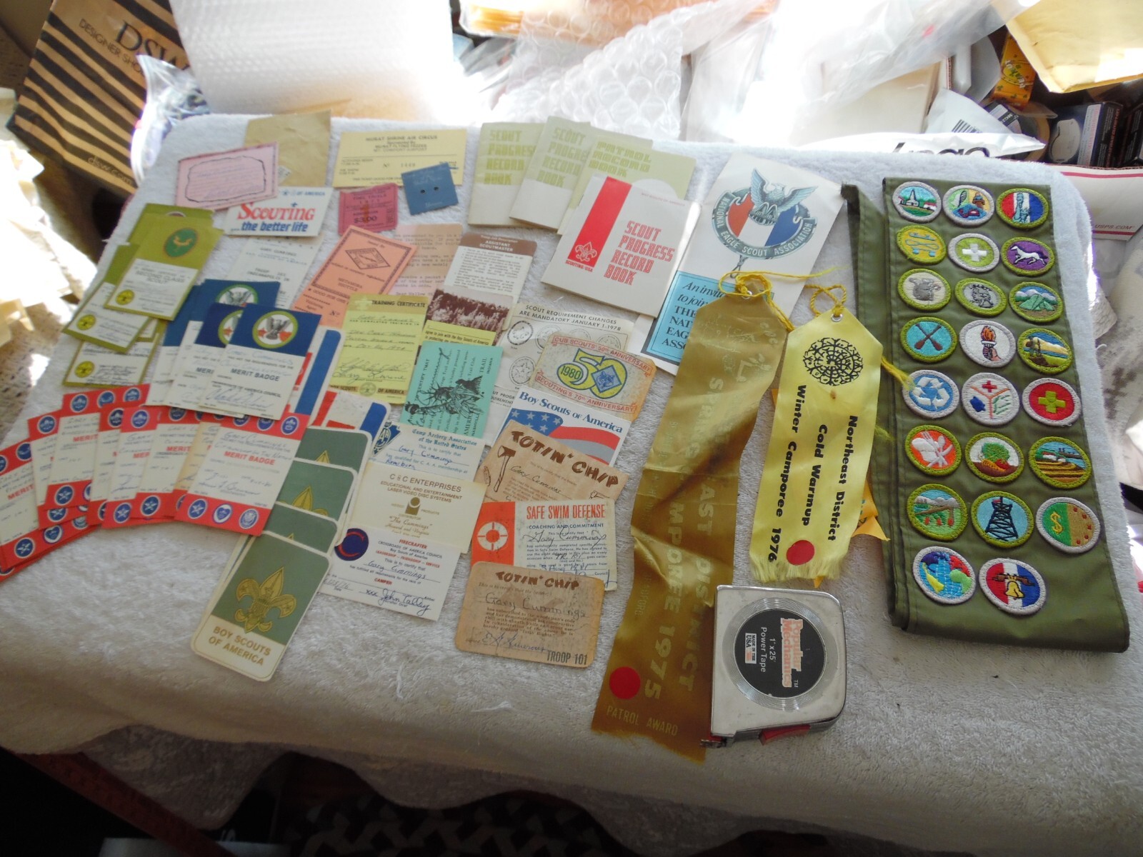 Lot of Vintage BSA Boy Scouts Sash With Merit Badges Patches Award ...