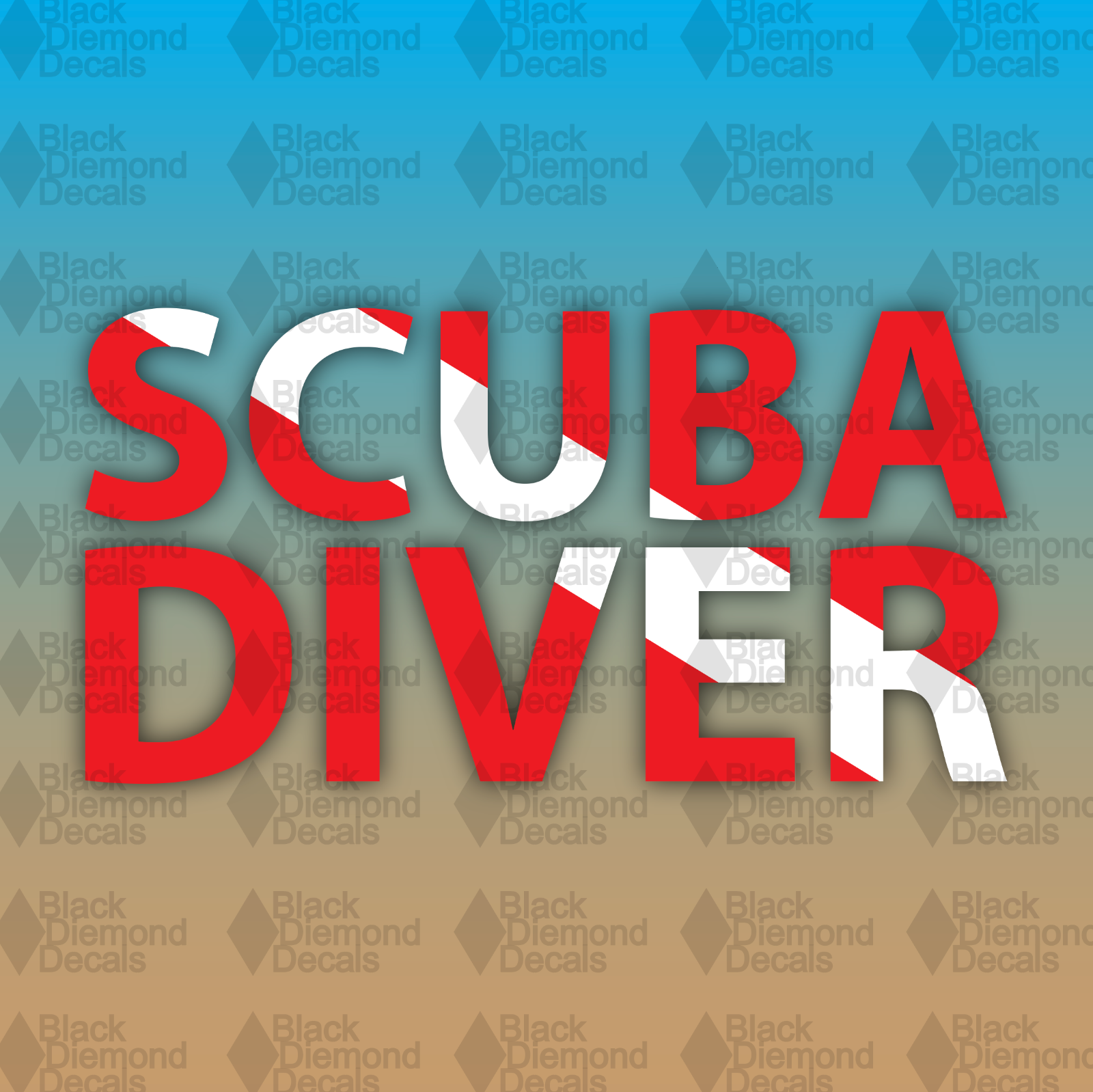 Scuba Diver Scuba Dive Flag Red and White 6" Ocean Sea Swim Deep Sea ...