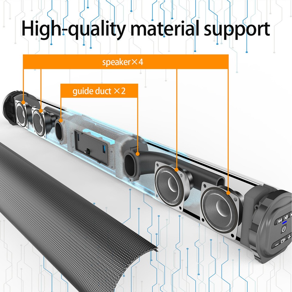 Wireless Surround Sound Bar System BT Subwoofer 4 Speaker TV Home ...