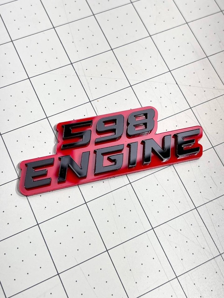 598 ENGINE EMBLEMS QTY 2 FENDER EXTERIOR 598 ENGINE BADGE PAIR 3D ...