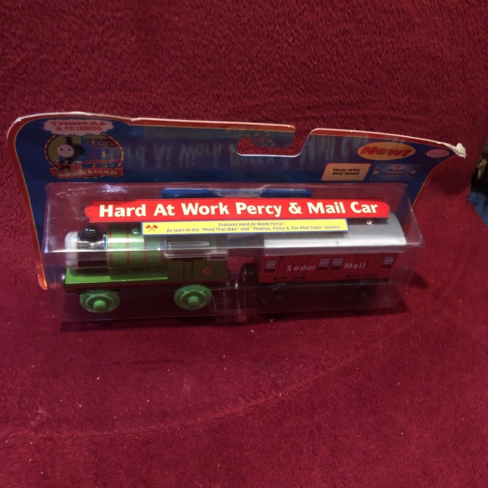 Hard at Work Percy & Sodor Mail Car Wooden Train NIB by Thomas Tank ...