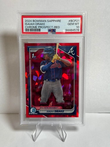 2024 Bowman Sapphire Chrome #21 Isaiah Drake 1st Red Refractor #'d 1/5 ...