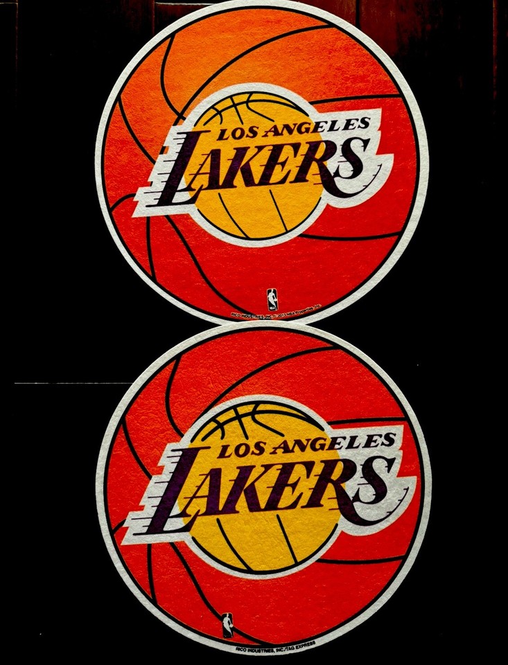 (Lot of 2) LARGE LA Los Angeles Lakers Round NBA Felt Pennant Set, 15 ...