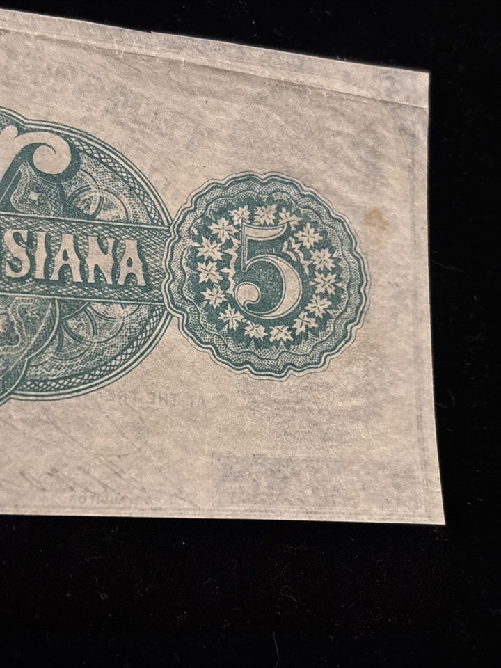 1863 $5 The State of Louisiana Shreveport LA Obsolete Note Mar 10 ...