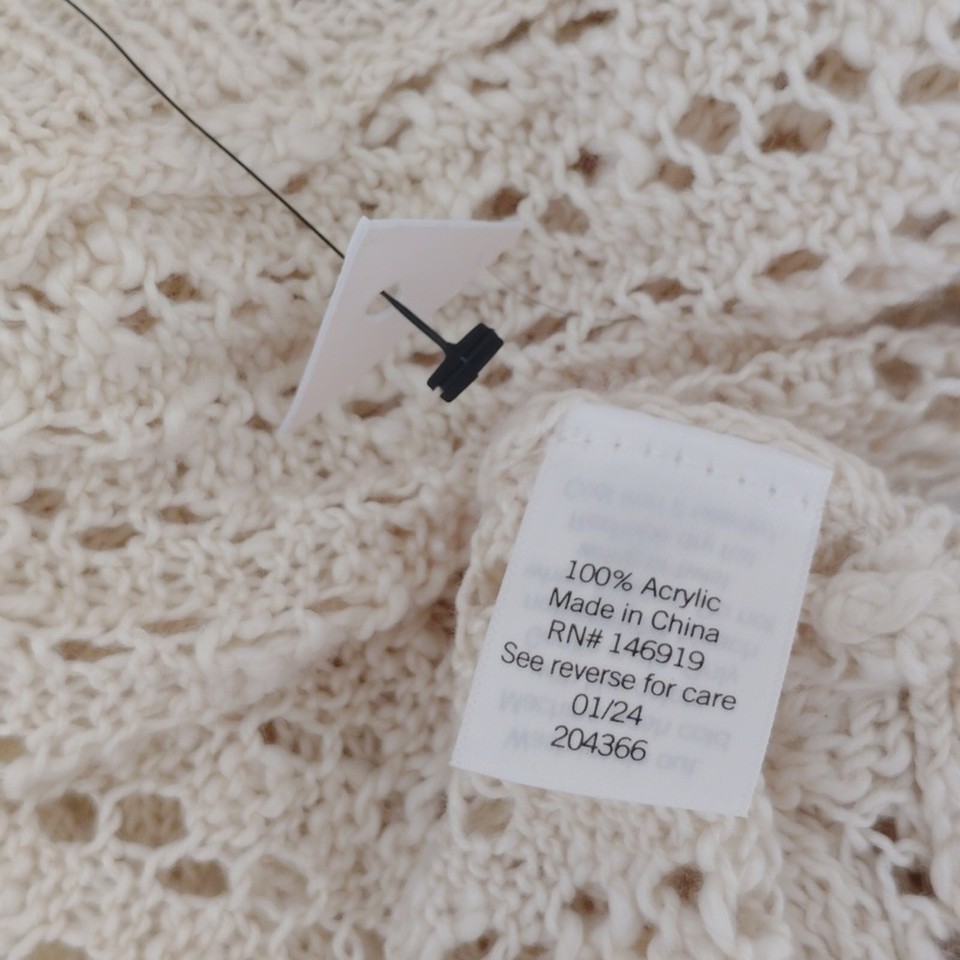 NWOT LC Lauren Conrad Womens Cream Open Knit Cardigan Sweater Sz M ...