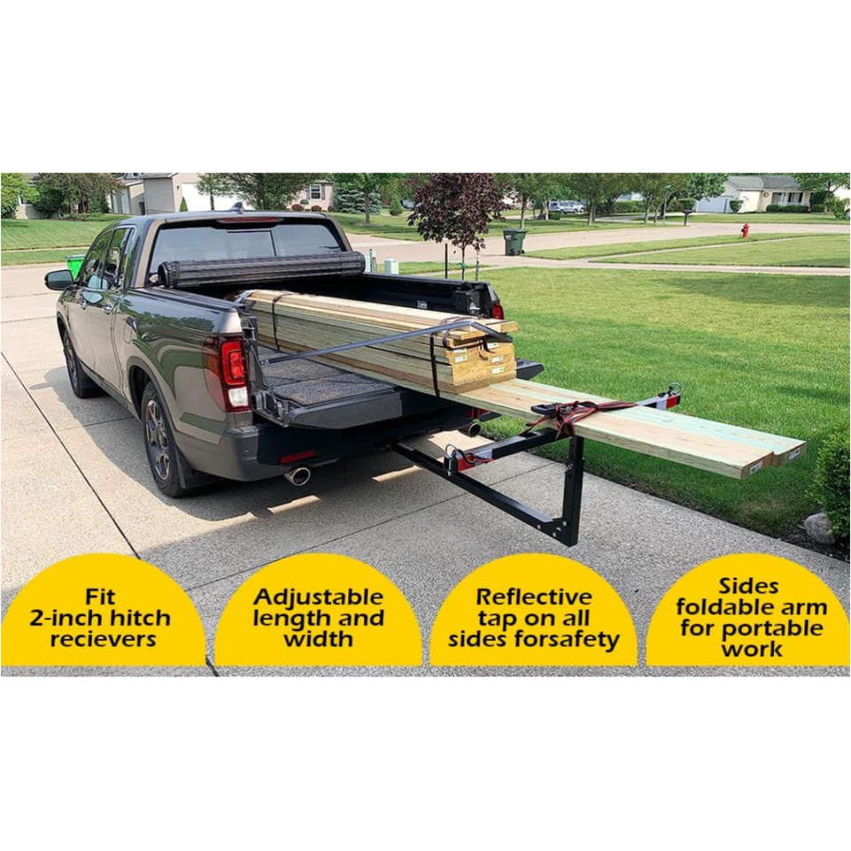 350LB Load Extender Truck Hitch Support Haul Ladder Lumber Rack Roof ...