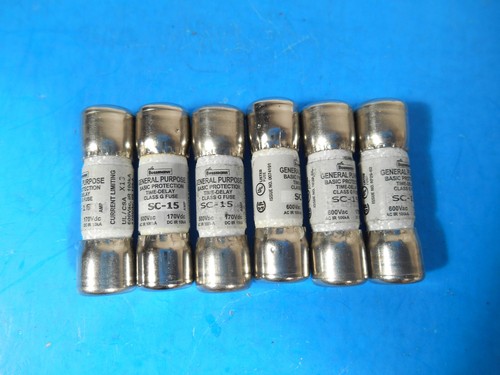 Lot of 6 Bussman Time Delay General Purpose 15 Amp SC-15 Fuses | eBay