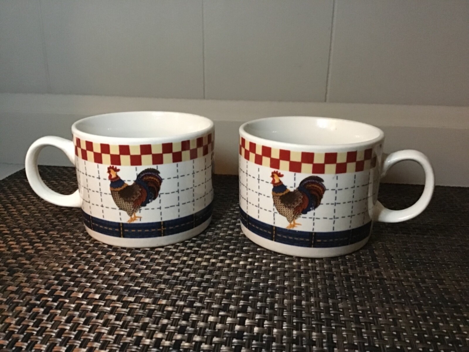 Calico Rooster Stoneware Mugs Set of Two Majesticware by Oneida | eBay