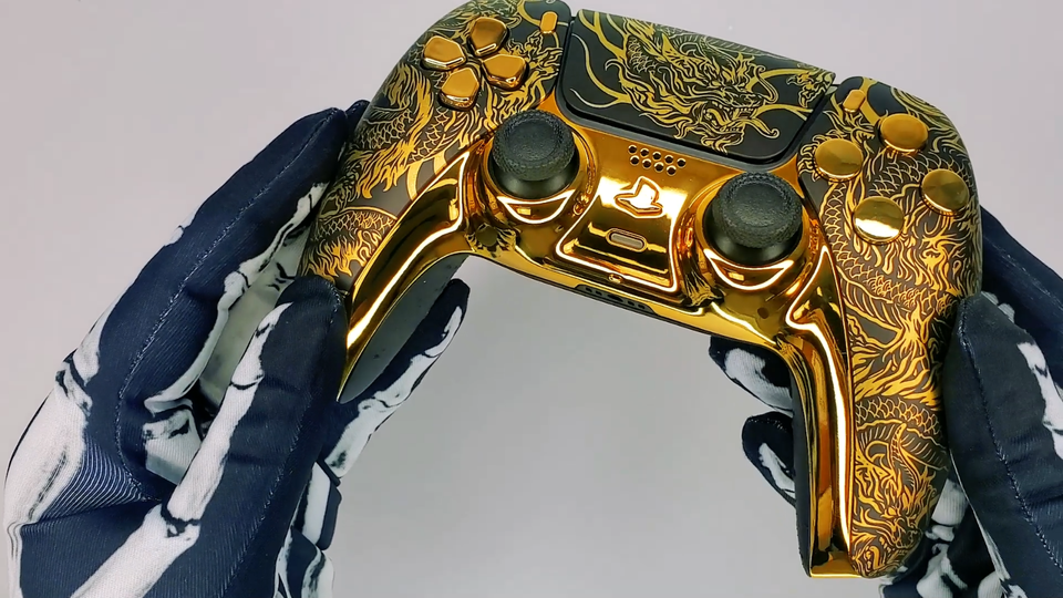 Golden Dragon PS5 Controller Killscreen Esports Custom Gold Remote Pro ...