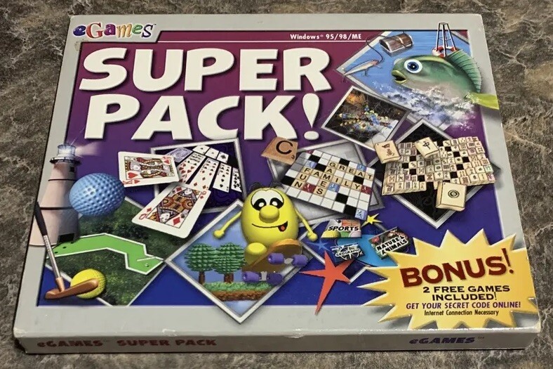 eGames Super Pack! PC CD-ROM eGames 2001 for Windows 95/98/XP 10game ...