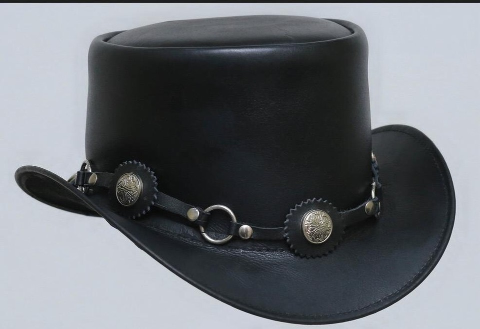 Men's Real Leather Western Top Hat High Quality Hat Best Gift Unisex | eBay